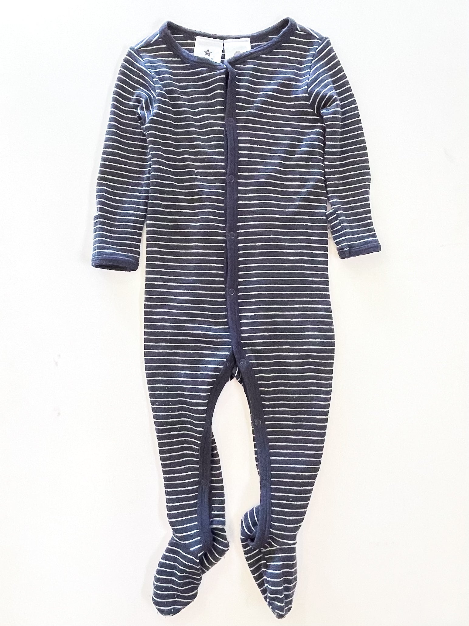Merino striped button onesie